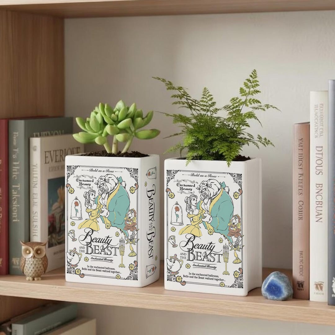 Beauty and the Beast Book Vase, Ceramic Book Shaped Vase, Belle and ...
