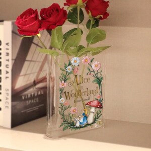 Alice in Wonderland Book Vase, Acrylic Book Vase Decor, Whimsical ...