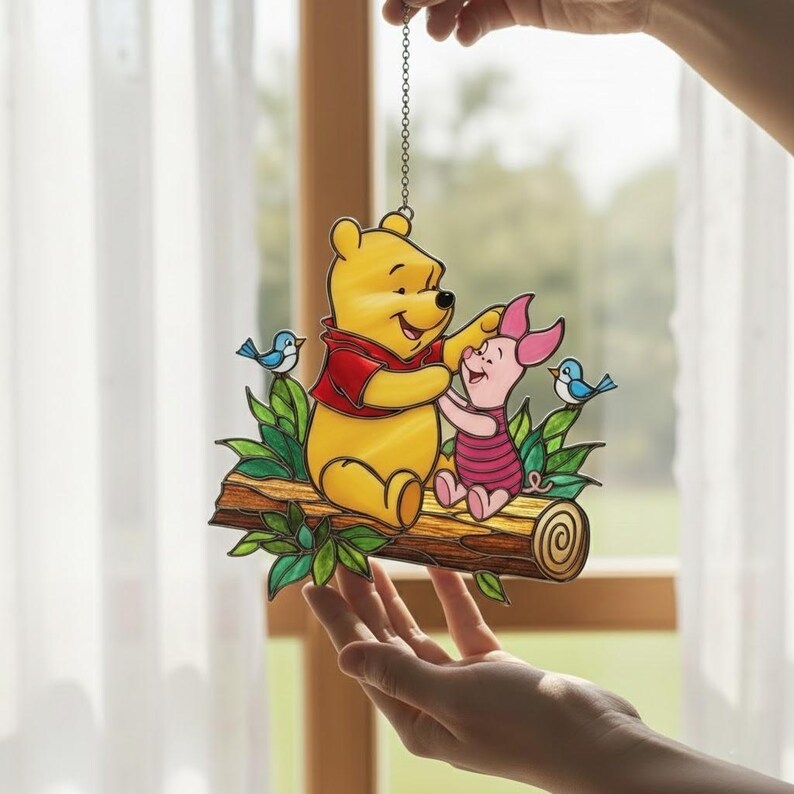 Winnie the Pooh and Piglet Suncatcher, Disney Friendship Acrylic Window ...