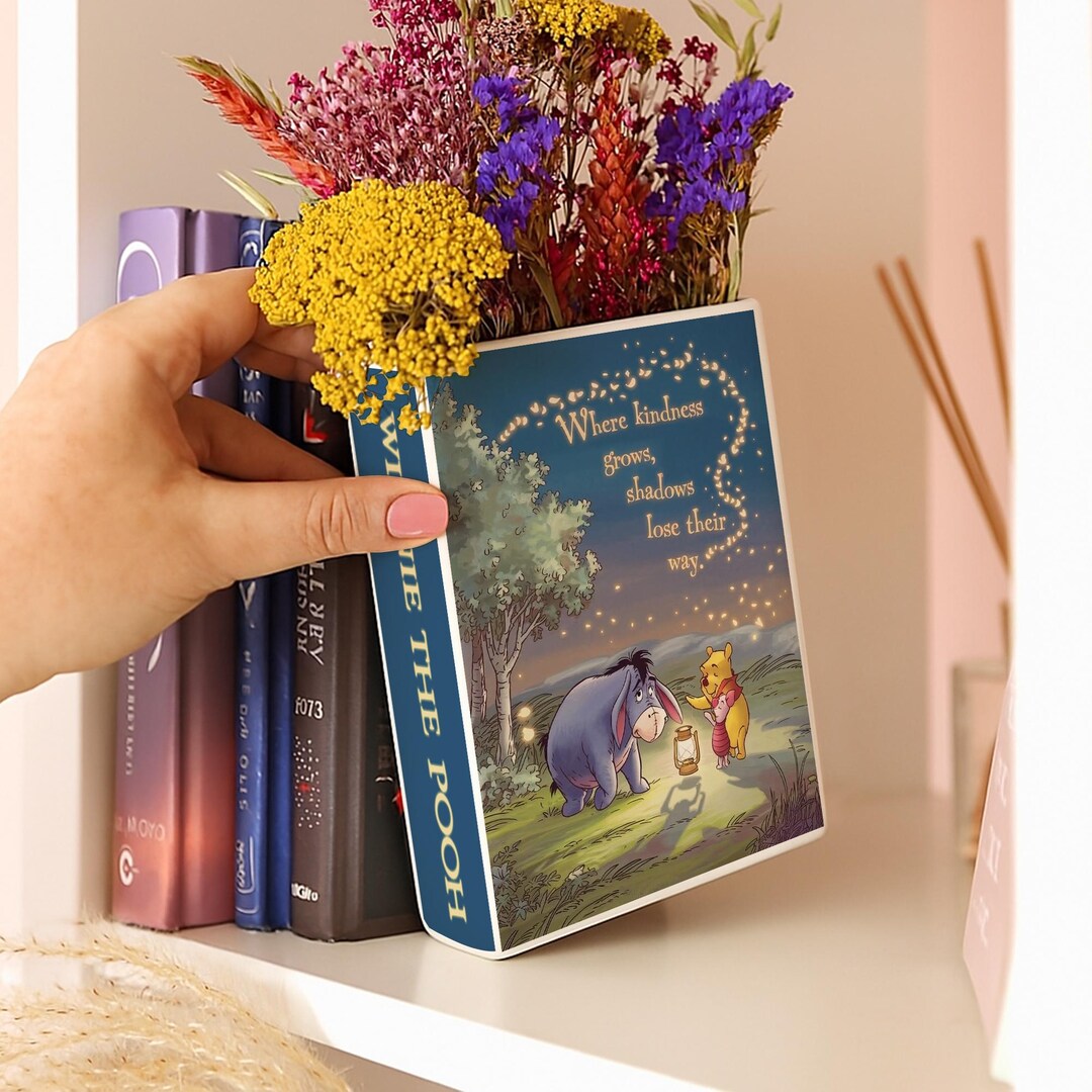 Pooh Bear Kindness Quote Book Vase, Eeyore and Pooh Ceramic Book Shaped ...