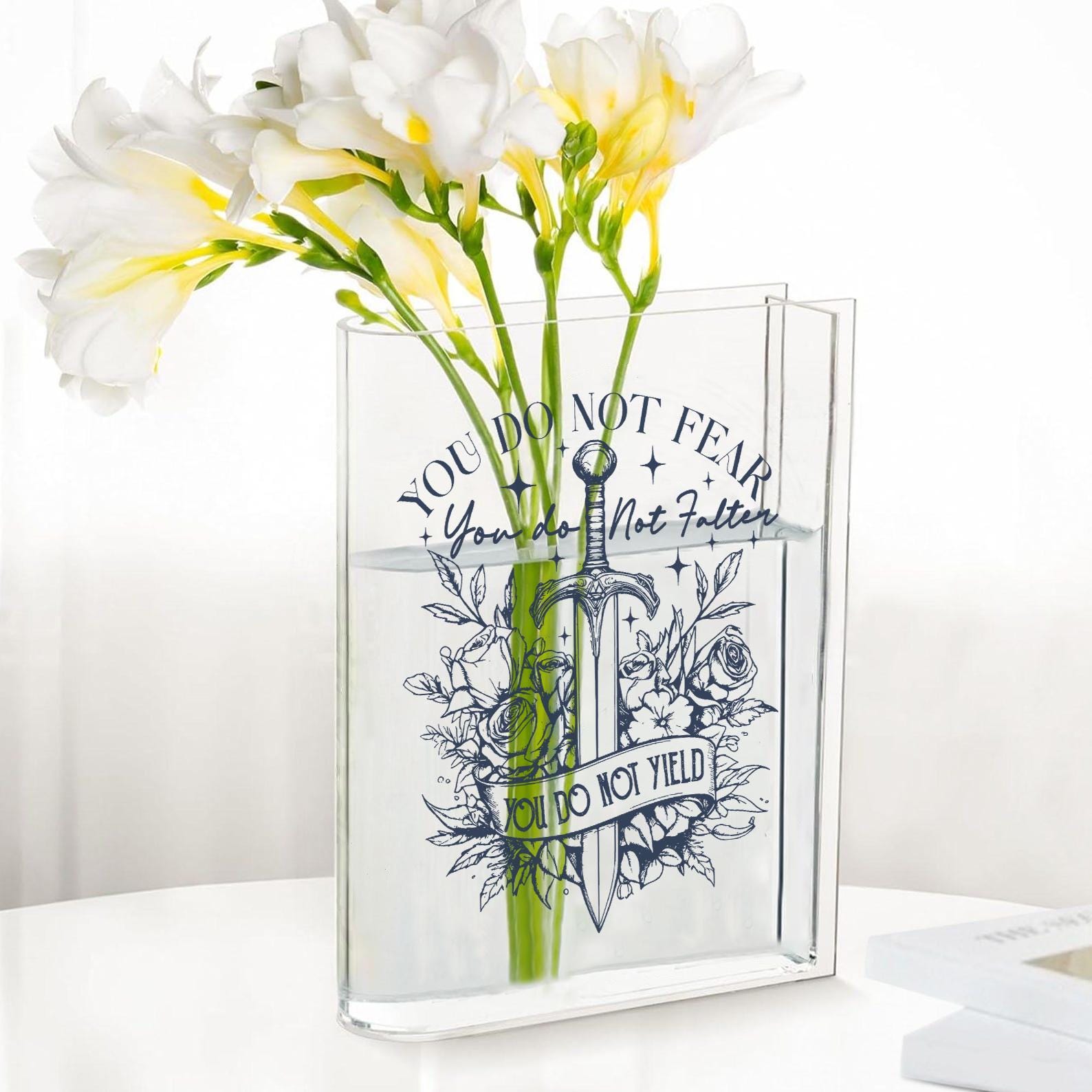 You Do Not Yield Book Vase, Throne of Glass Acrylic Vase, Fantasy Sword ...