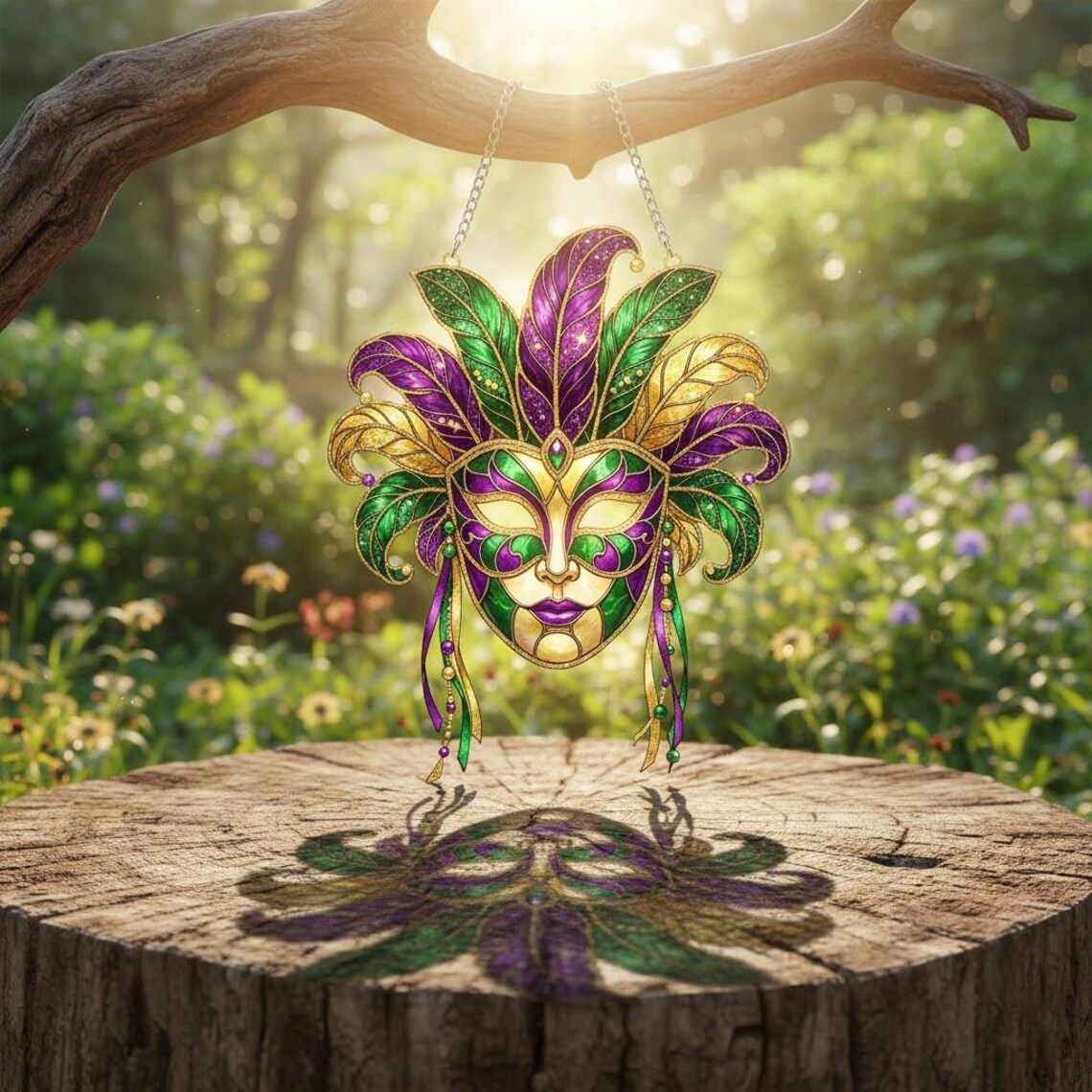 Mardi Gras Mask Acrylic Suncatcher, Venetian Carnival Window Hanging ...