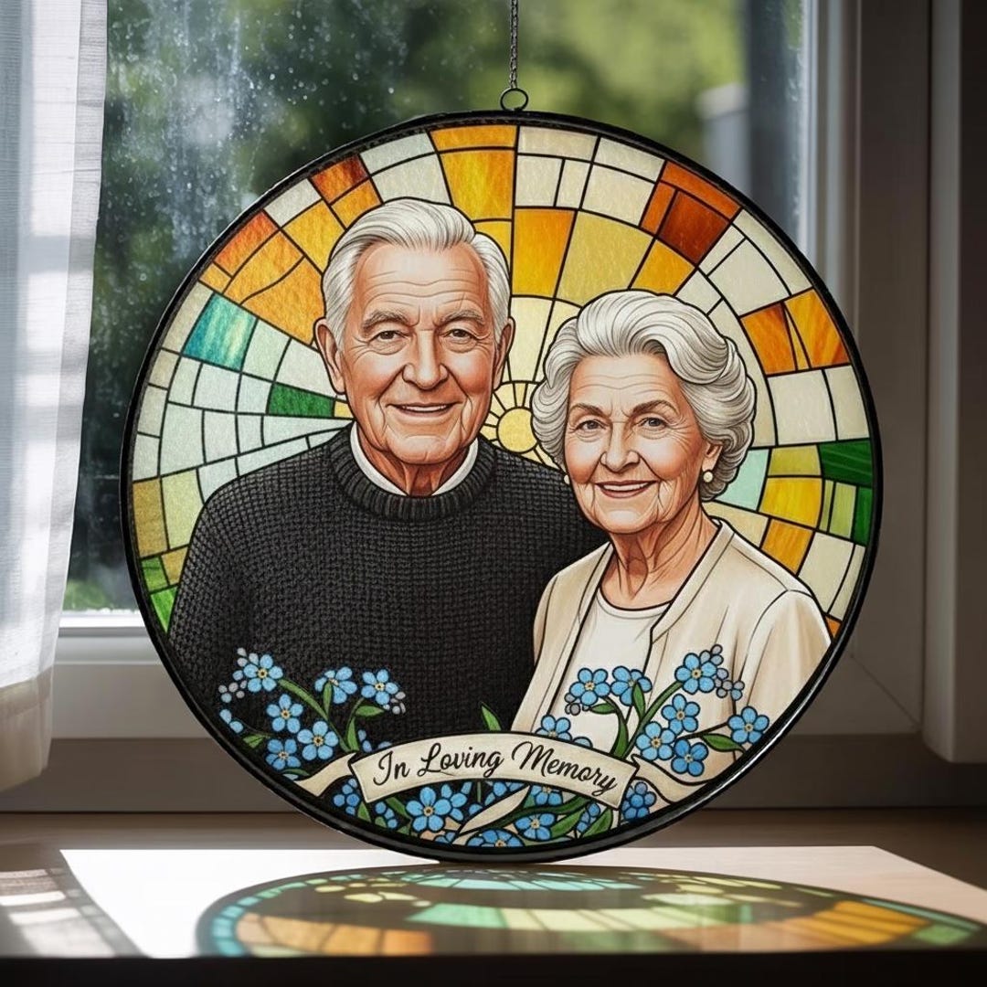 Custom Memorial Stained Glass Suncatcher, Personalized Remembrance ...
