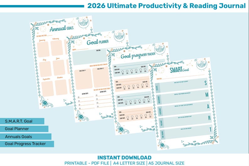 2026 Ultimate Productivity & Reading Journal Planner A5 A4 | Reader’s ...