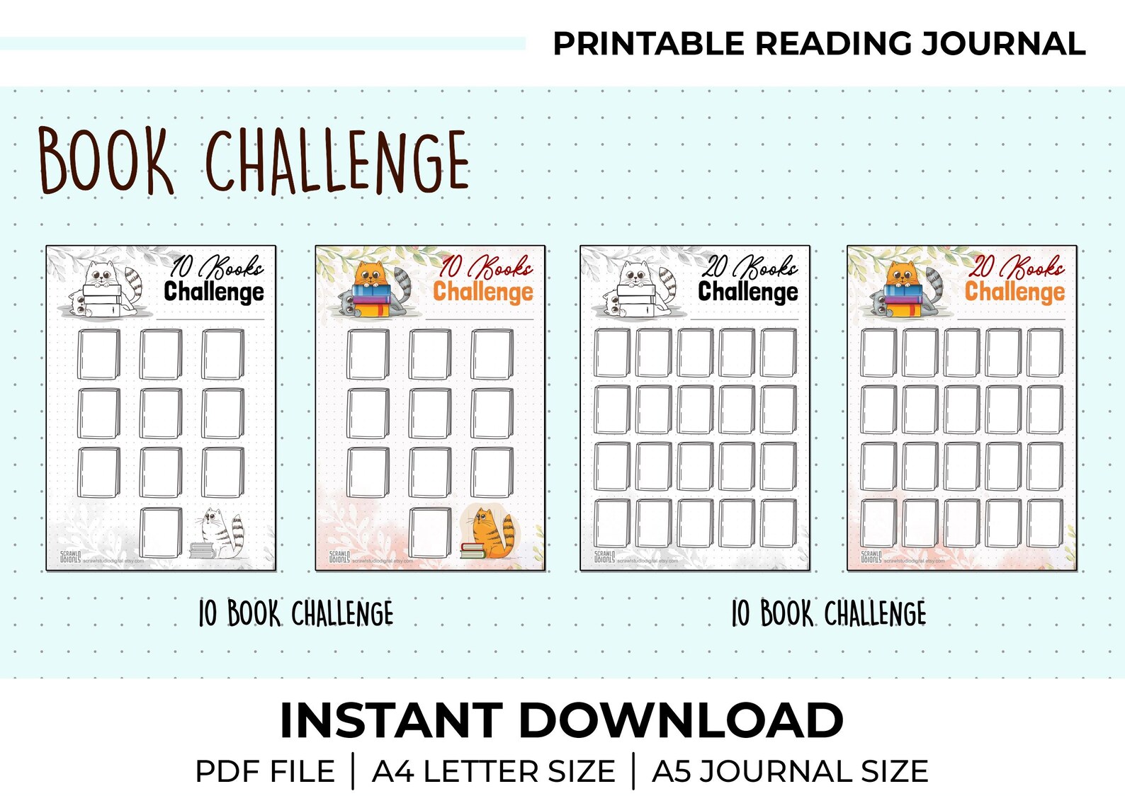 Reading Journal Printable | A4 A5 Book Tracker, Reading Planner ...