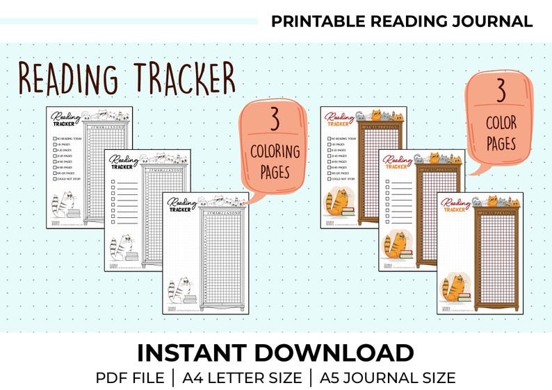 Reading Journal Printable | A4 A5 Book Tracker, Reading Planner ...
