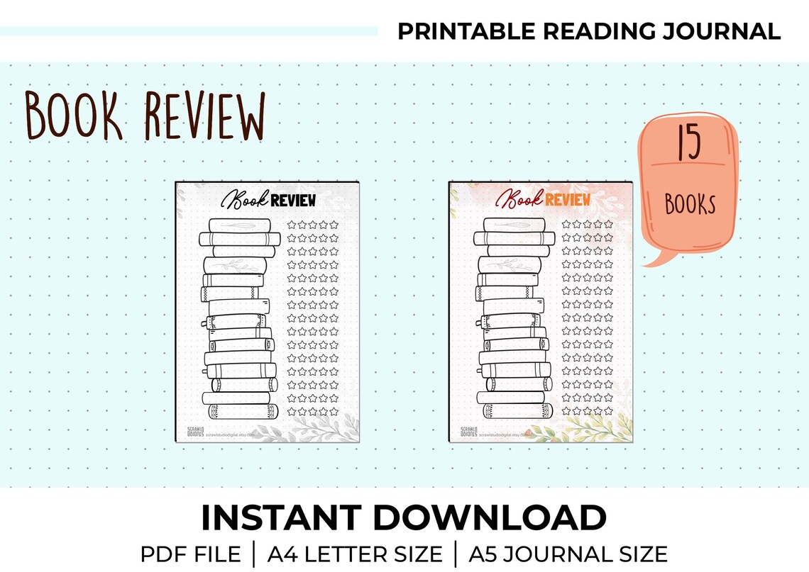 Reading Journal Printable | A4 A5 Book Tracker, Reading Planner ...