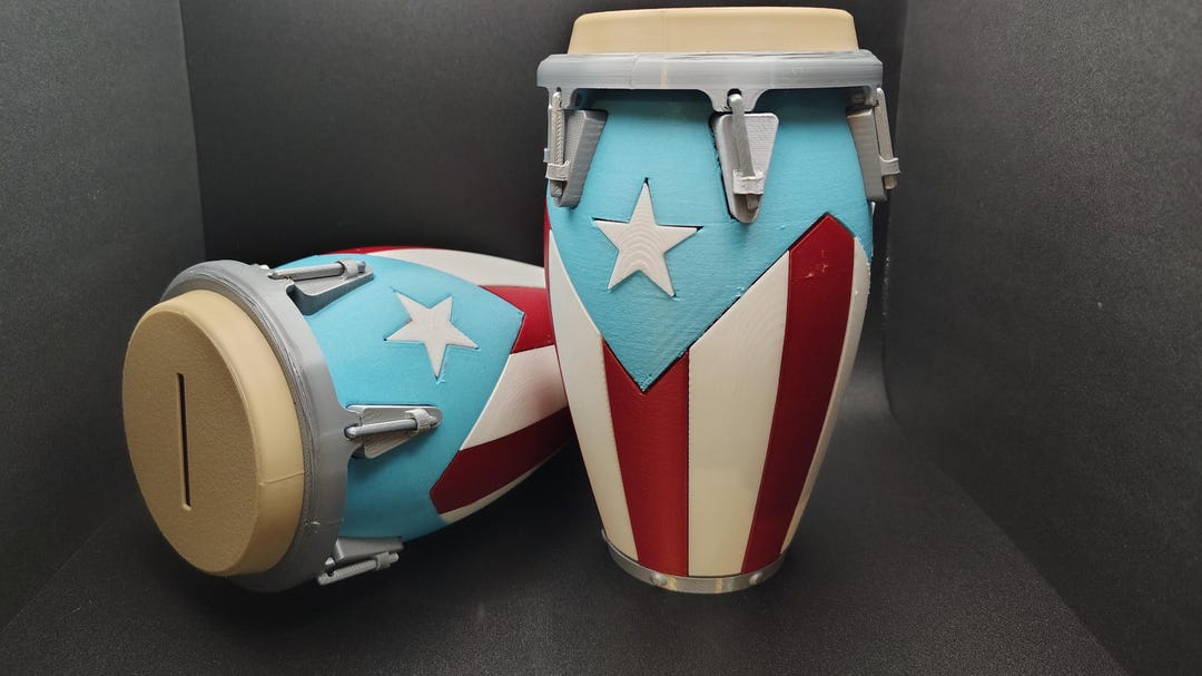 Puerto Rican Flag Conga Drum: Boricua Art, Piggy Bank Decor - Etsy