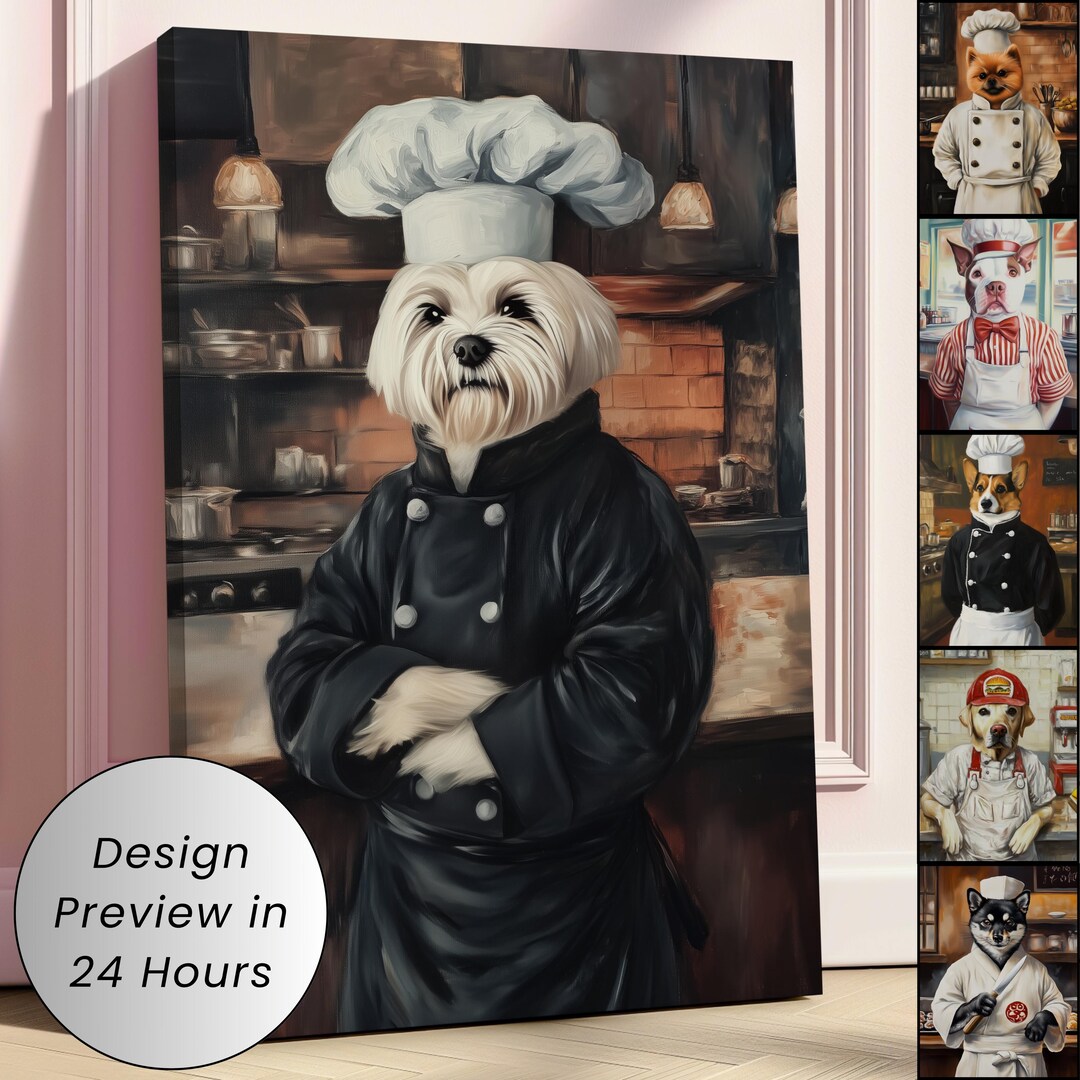 Chef Custom Dog Painting From Photo, Cat Pastry Chef Gift, Baker Gift ...