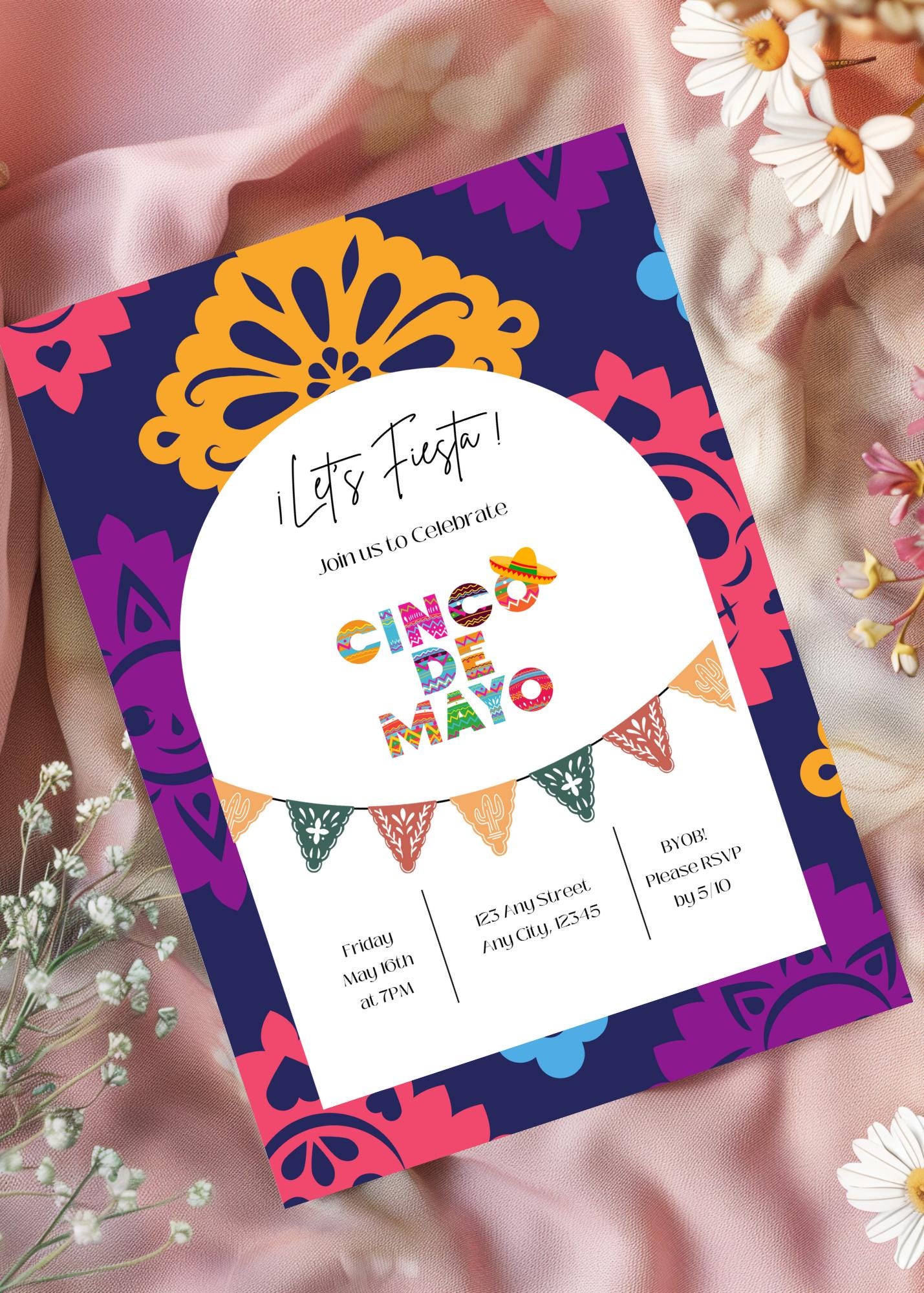 Cinco De Mayo Party Invitation. Digital Invite. Instant Download. CANVA ...