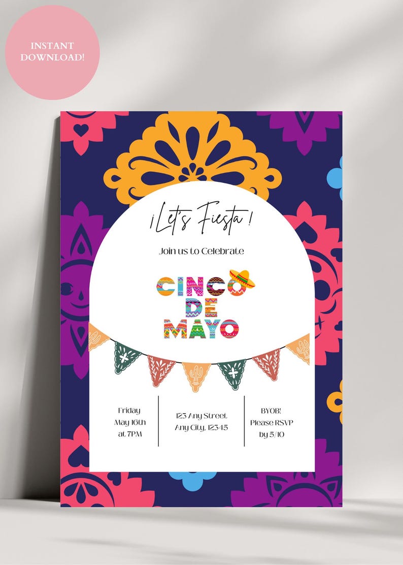 Cinco De Mayo Party Invitation. Digital Invite. Instant Download. CANVA ...