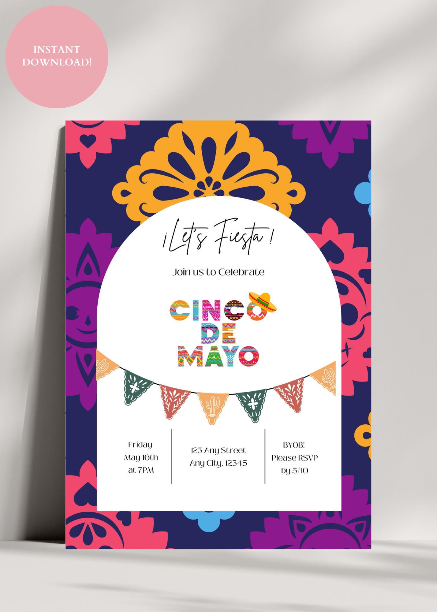 Cinco De Mayo Party Invitation. Digital Invite. Instant Download. CANVA ...