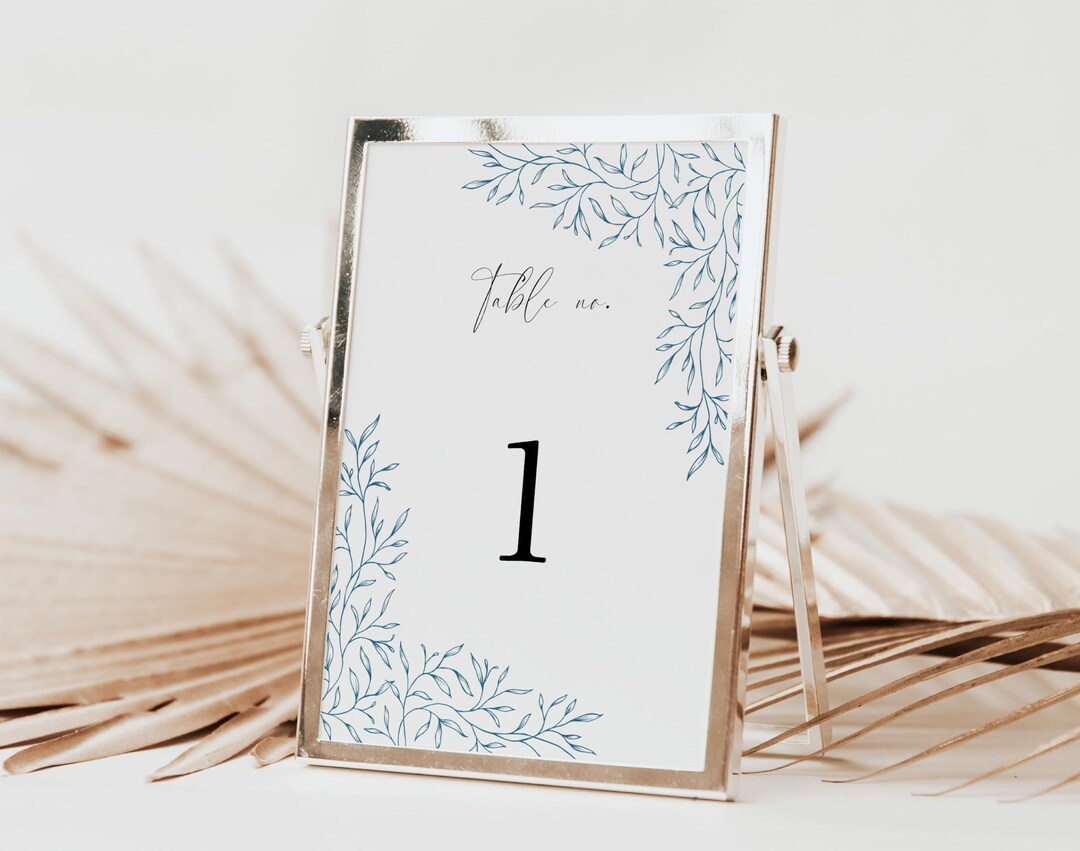 Botanical Wedding Table Number Template, Floral Wedding Place Card ...