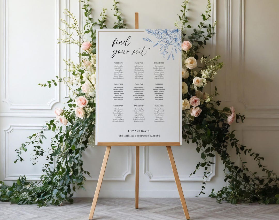 Lily Wedding Seating Chart, Editable Signage Template, Printable Table ...