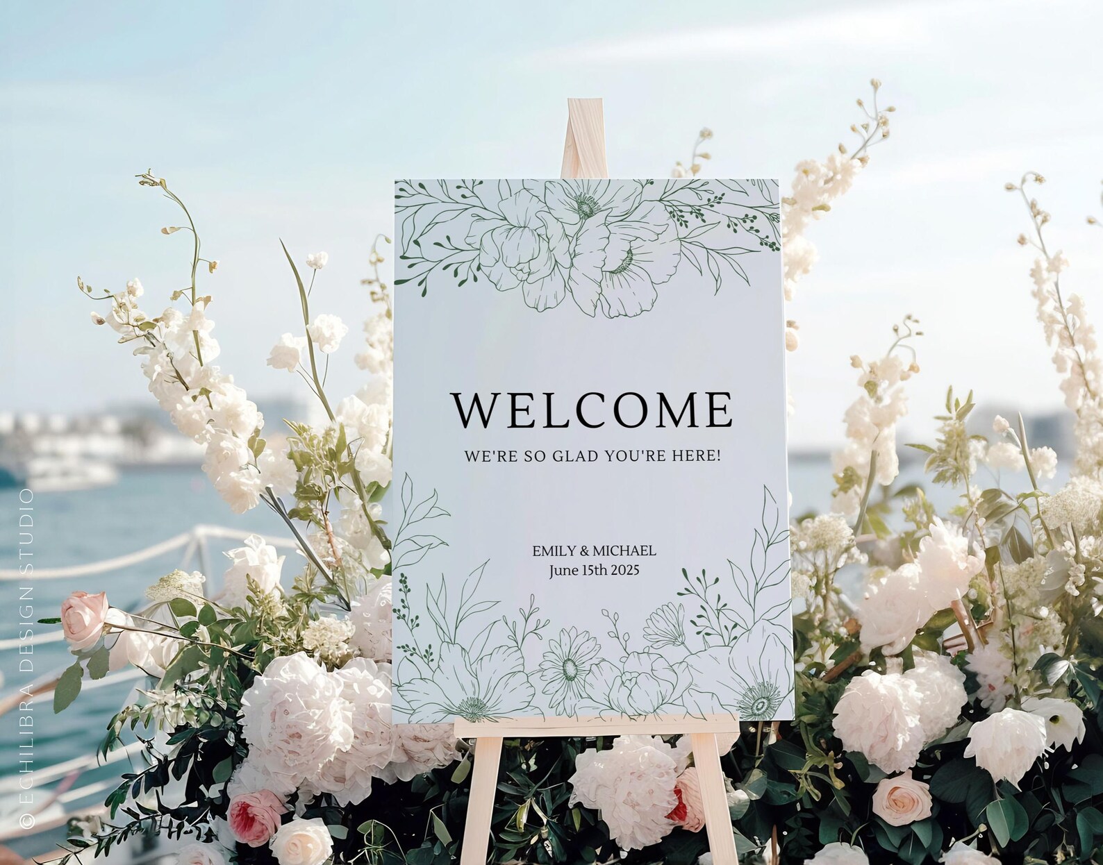Wedding Welcome Sign, Editable Wedding Template, Floral Welcome Sign ...