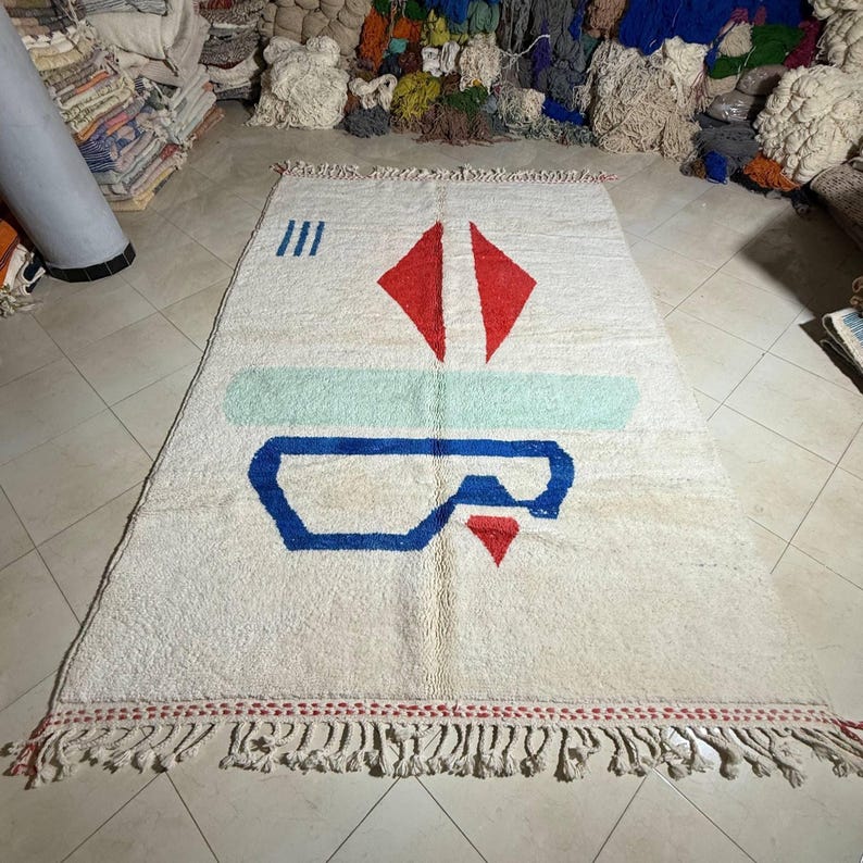 Modern Beni Ourain Rug – Abstract Moroccan Carpet – Colorful Handmade ...