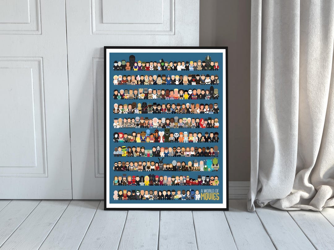 A World of Movies Poster | Minimalist Movie Icons Wall Art | Cinema ...