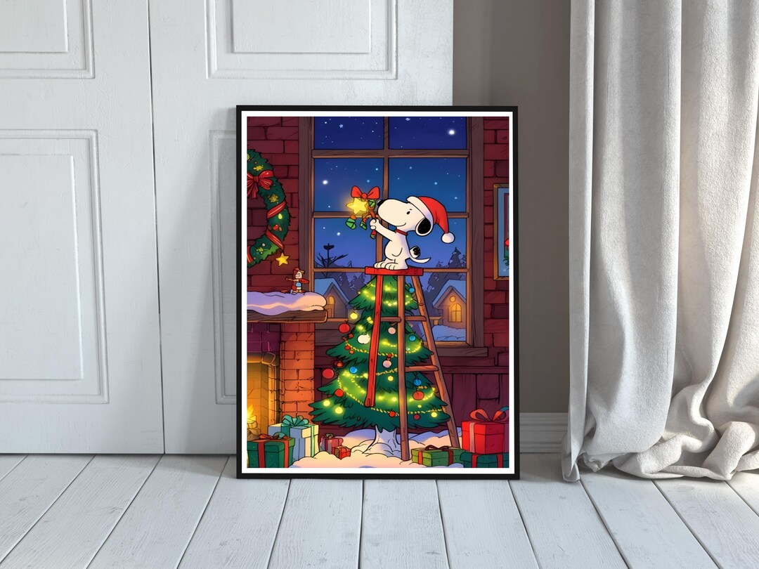 Snoopy Christmas Tree Poster | Peanuts Holiday Wall Art | Cozy Winter ...