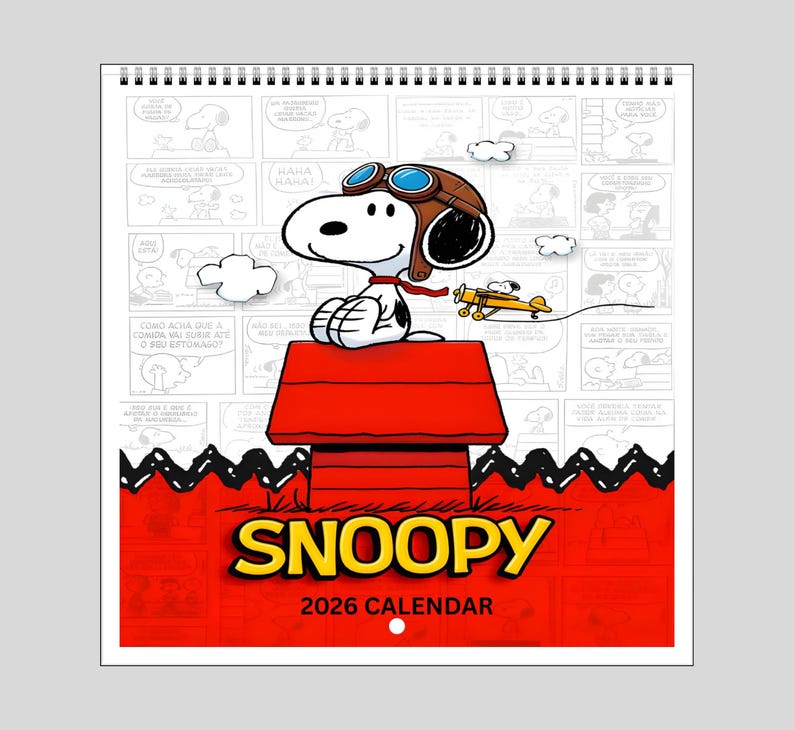 Snoopy 2026 Wall Calendar | Peanuts Cute Monthly Planner | Kids Room ...