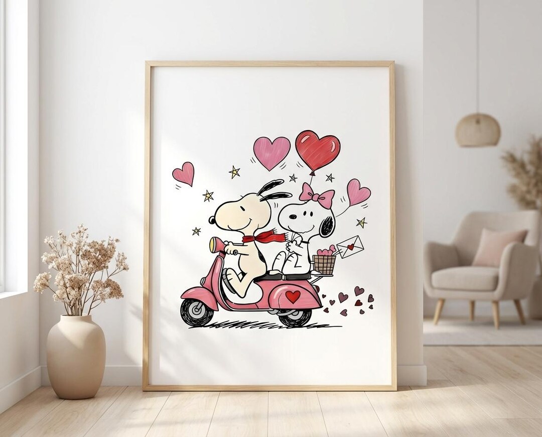Snoopy Love Scooter Print – Valentine's Day Couple Gift (digital ...