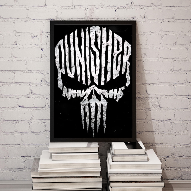 Punisher Wall Art - Dark Hero Poster - Vigilante Decor, Skull Symbol ...
