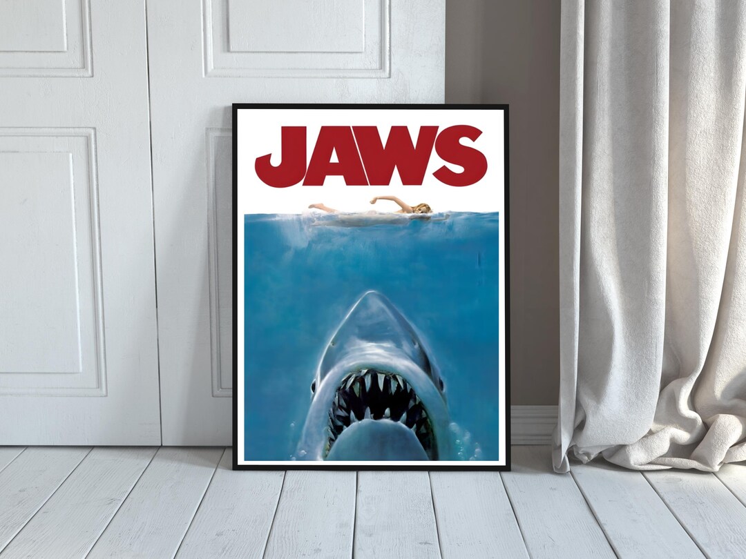 Jaws Movie Poster, Classic Thriller Wall Art, Vintage Horror Print ...