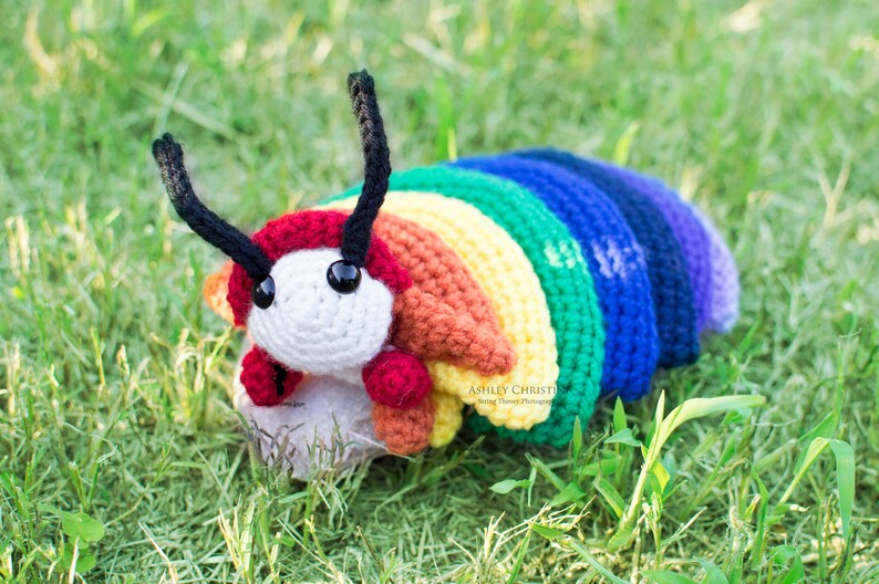 Rainbow Pill Bug Plush Roly Poly Stuffed Crochet Animal Rainbow