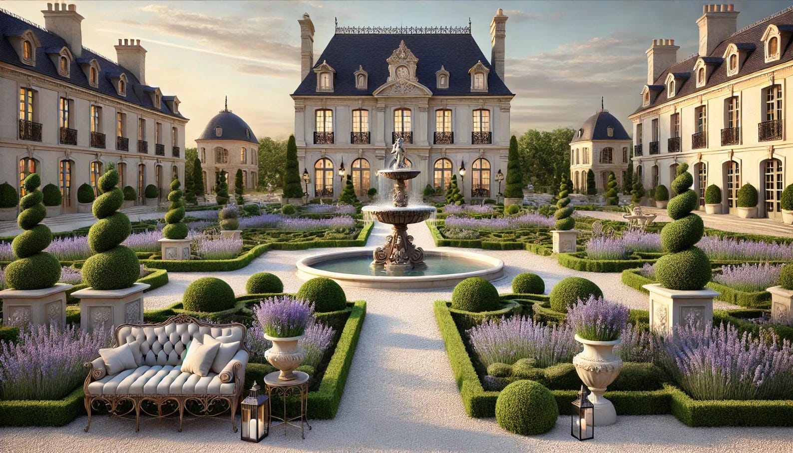 Elegant French Garden Château Background | Luxury Countryside Digital ...
