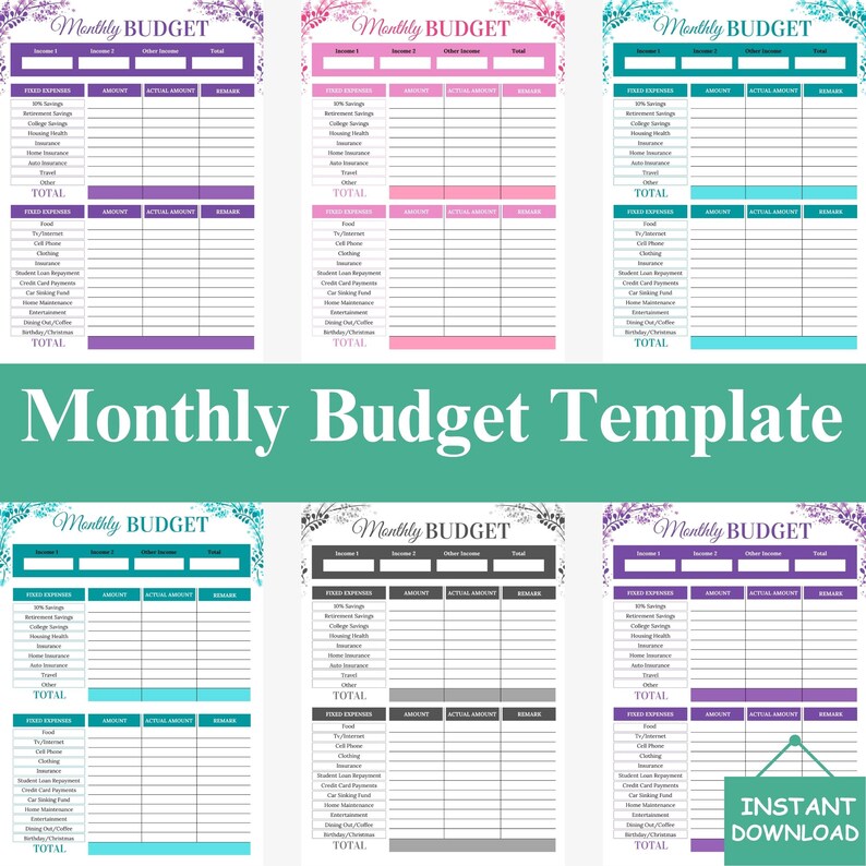 Editable Monthly Budget Template Canva | Printable Budget Planner ...