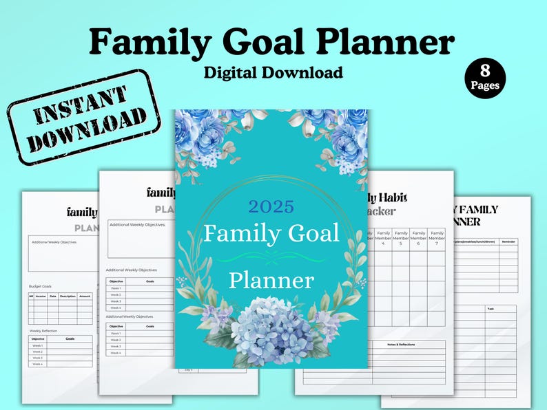 2025 Family Goal Planner | Printable Vision Board | Goal Setting ...