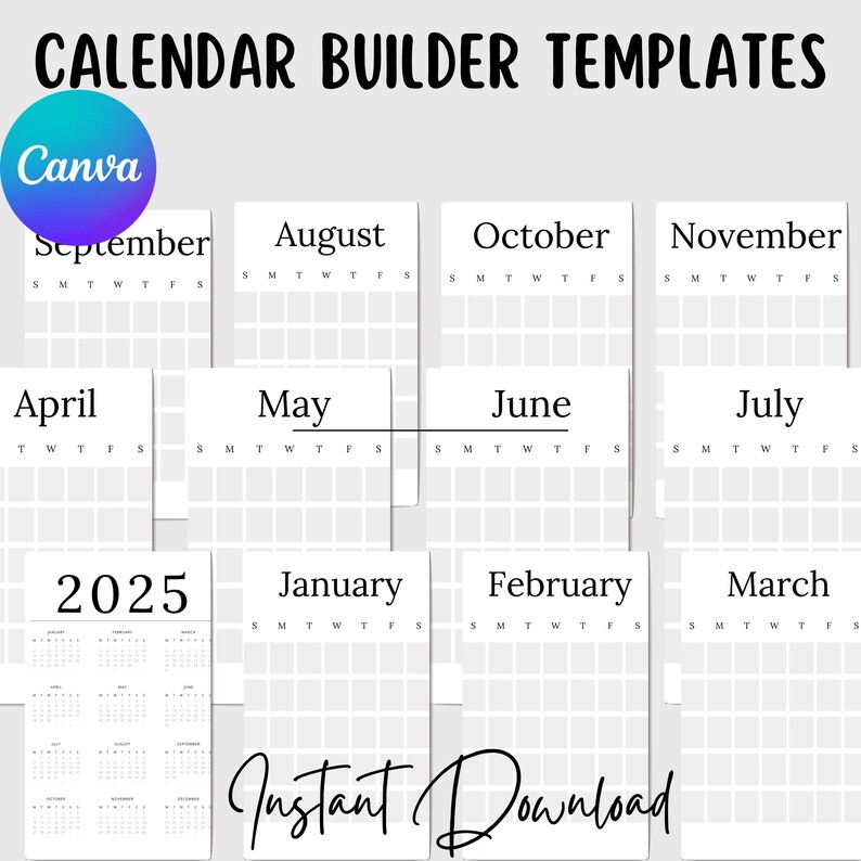 Editable Calendar Template: DIY Canva Planner (digital Download, A4/US ...