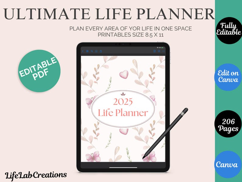 2025 Life Planner: Daily, Weekly, Monthly (printable PDF Digital ...