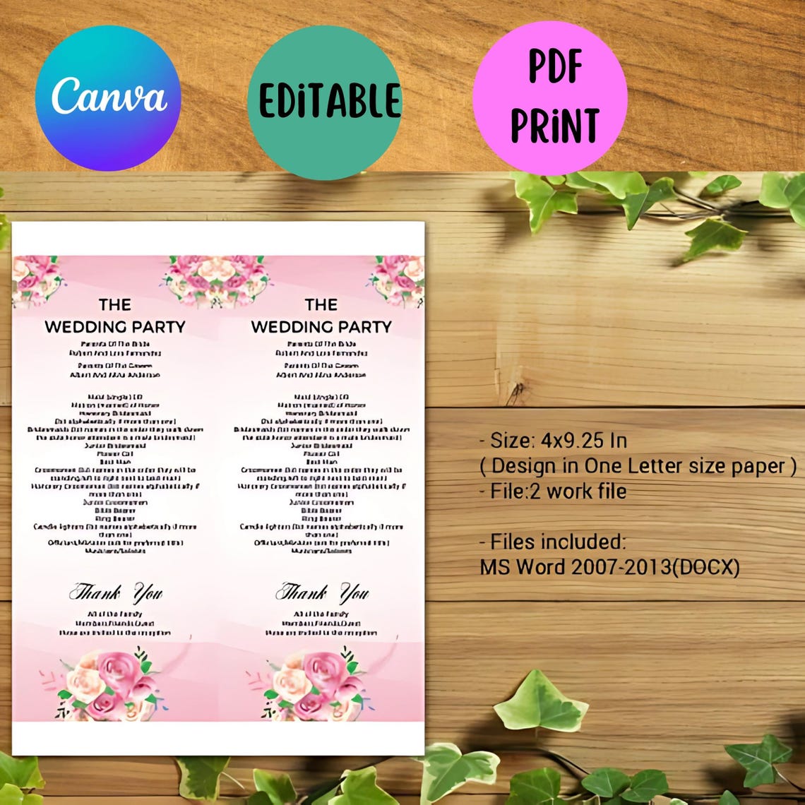 Editable Wedding Ceremony Program Template | Canva Order of Service ...