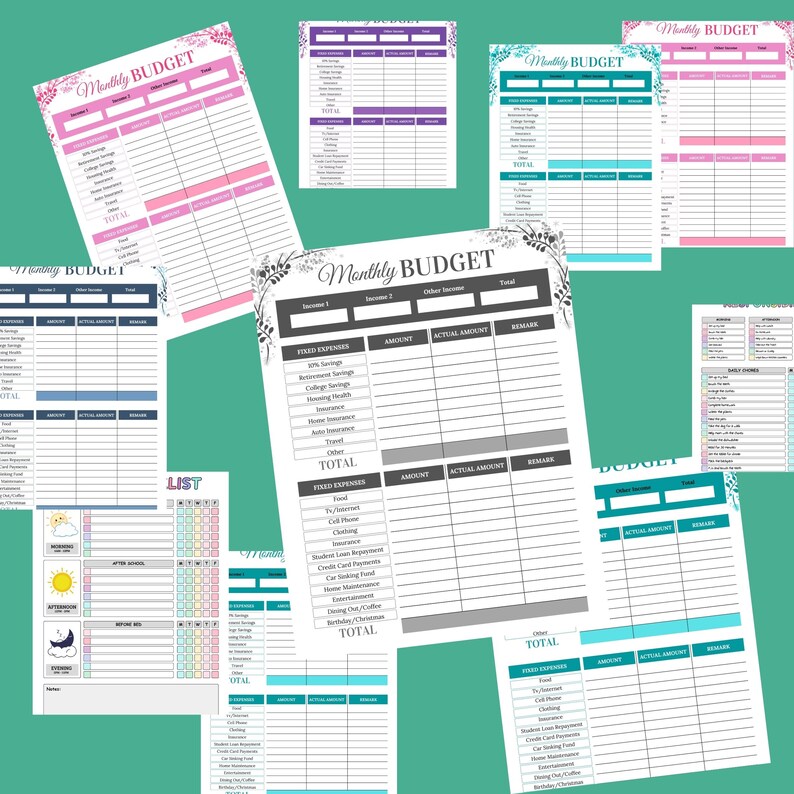 Editable Monthly Budget Template Canva: Printable Finance Tracker (PDF ...