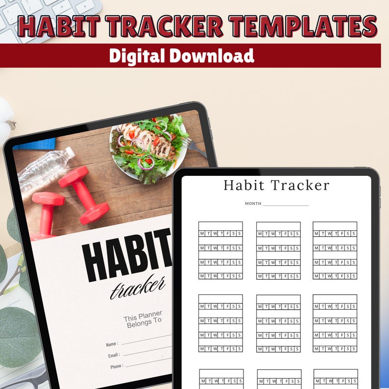 Daily Habit Tracker Printable: Productivity Planner, Goal Setting (PDF ...