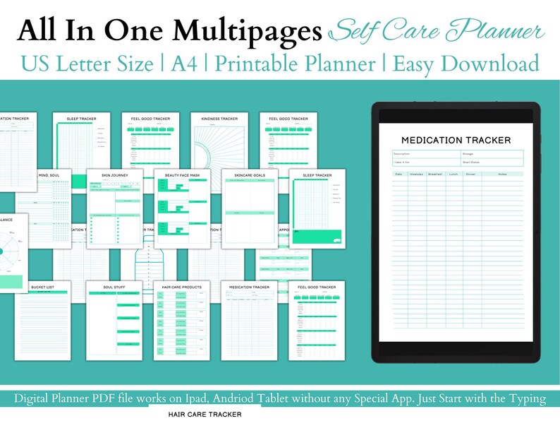 Self Care Tracker Printable PDF | Monthly Habit Tracker | Daily ...