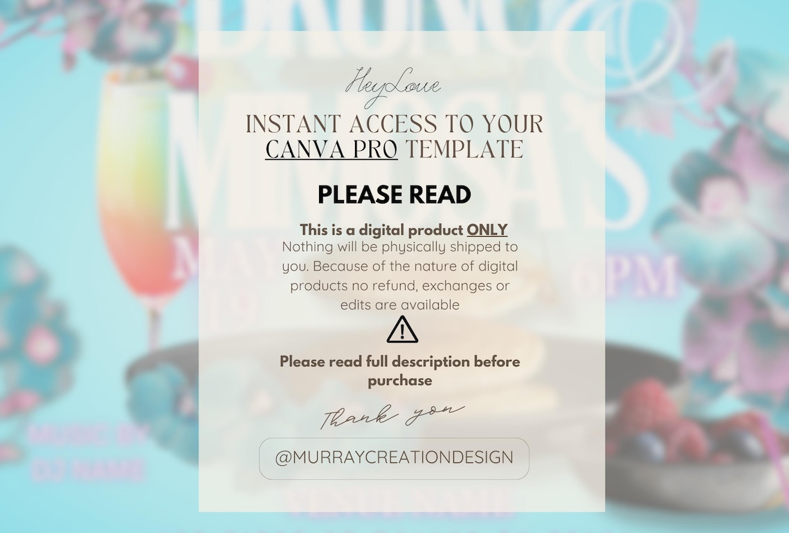 CUSTOM Made to Order Brunch Flyer - Women’s Brunch, Mimosas , Sunday ...