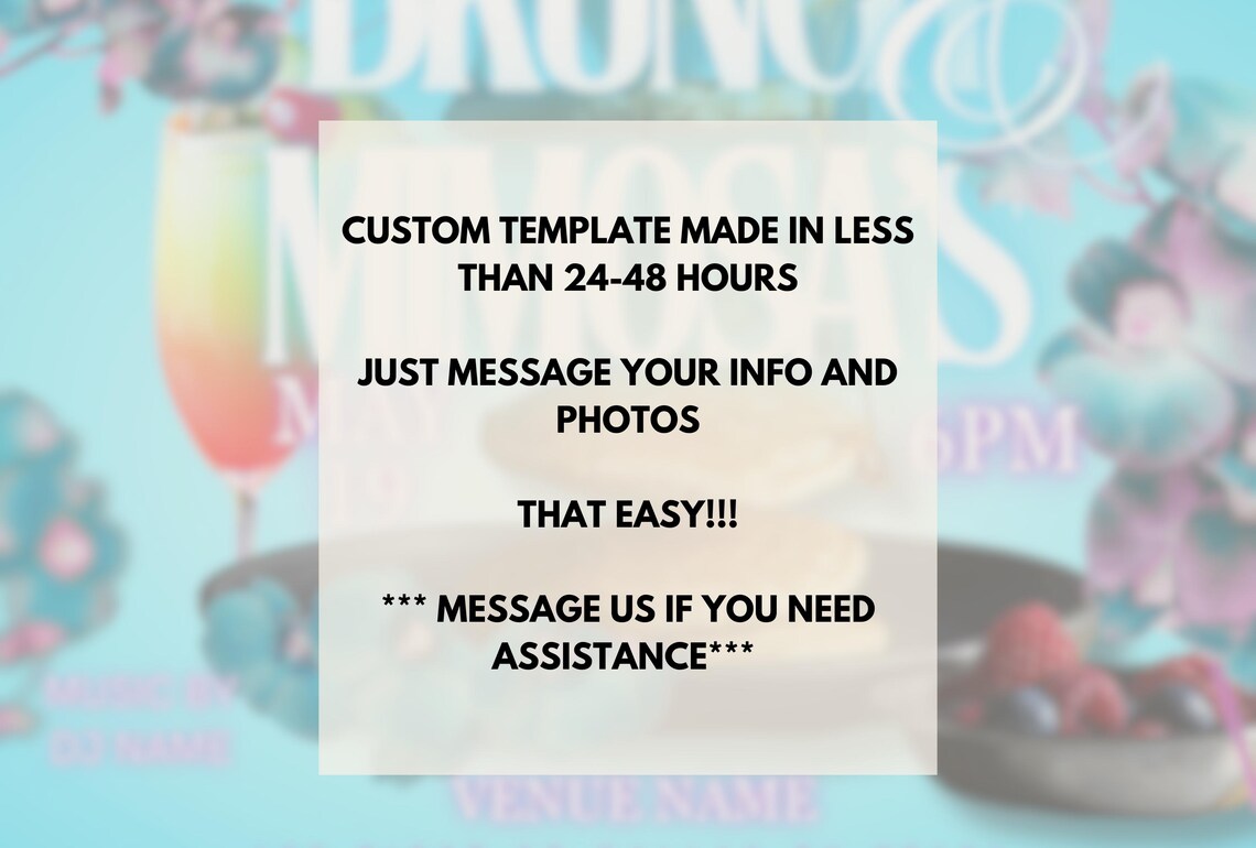 CUSTOM Made to Order Brunch Flyer - Women’s Brunch, Mimosas , Sunday ...