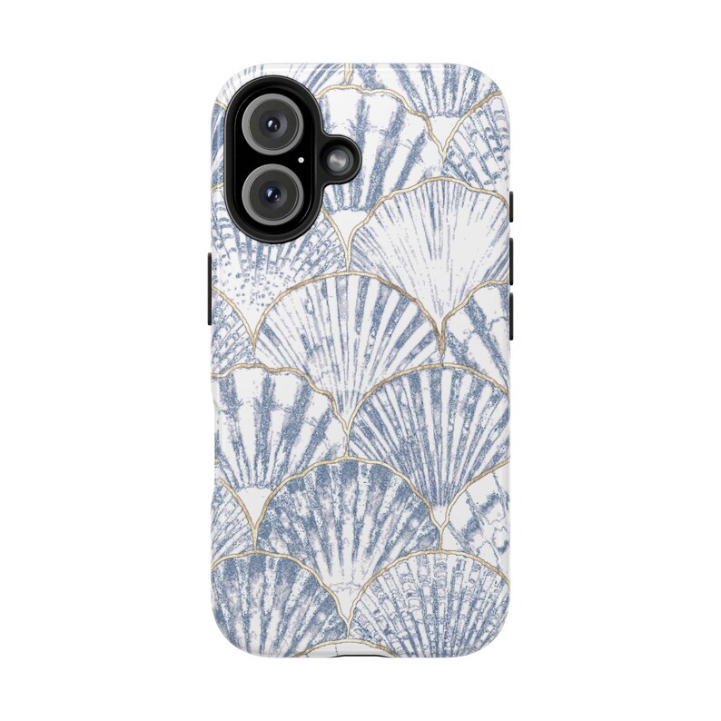 Blue Seashell Phone Case, Elegant Coastal Ocean Aesthetic for iPhone or ...