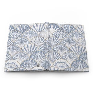 Shell Print Notebook - Coastal-inspired Journal, Blue Seashell Design ...
