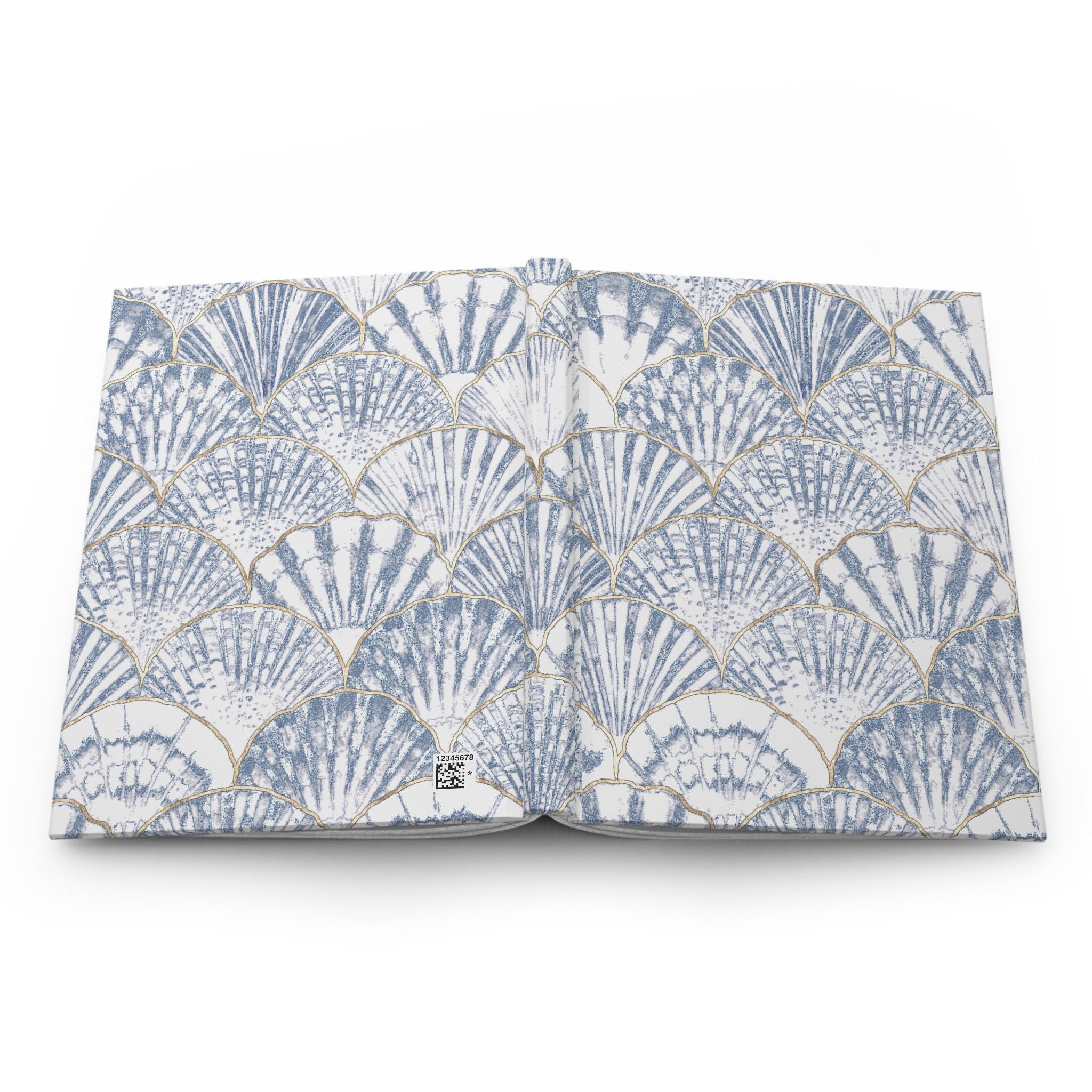 Shell Print Notebook - Coastal-inspired Journal, Blue Seashell Design ...