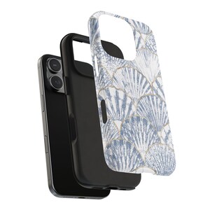 Blue Seashell Phone Case, Elegant Coastal Ocean Aesthetic for iPhone or ...