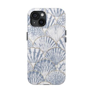 Blue Seashell Phone Case, Elegant Coastal Ocean Aesthetic for iPhone or ...