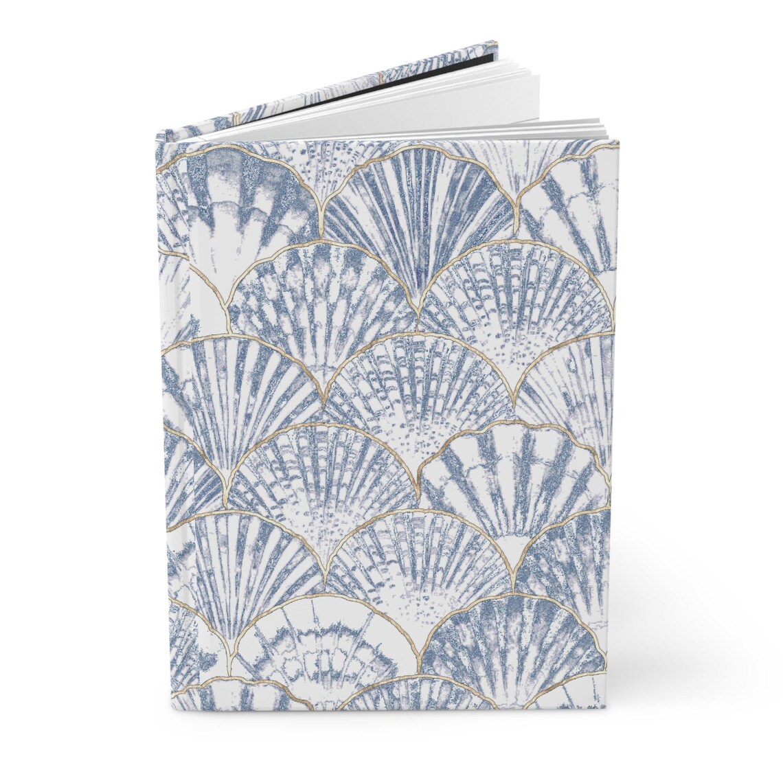 Shell Print Notebook - Coastal-inspired Journal, Blue Seashell Design ...