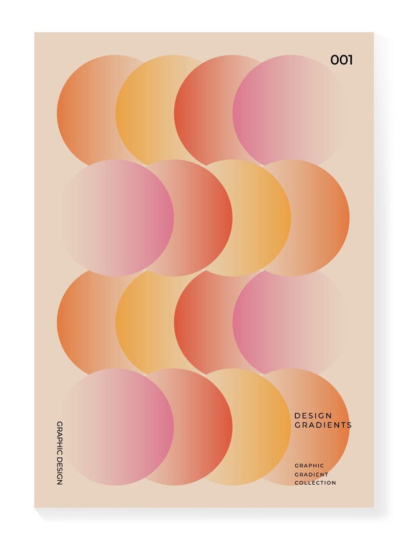 Collection of 70s Color Gradient Poster Background Vector. Set of Retro ...