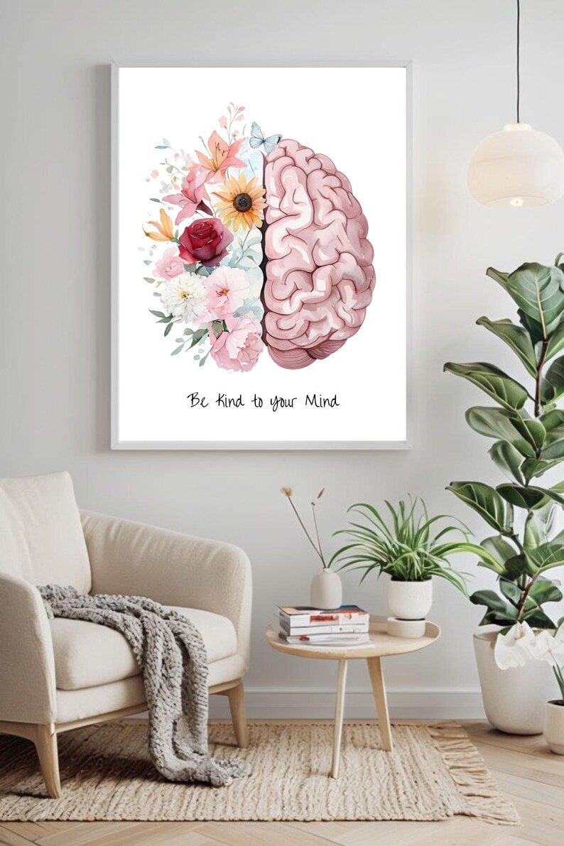 Be Kind to Your Mind - Mental Health Wall Art - Etsy