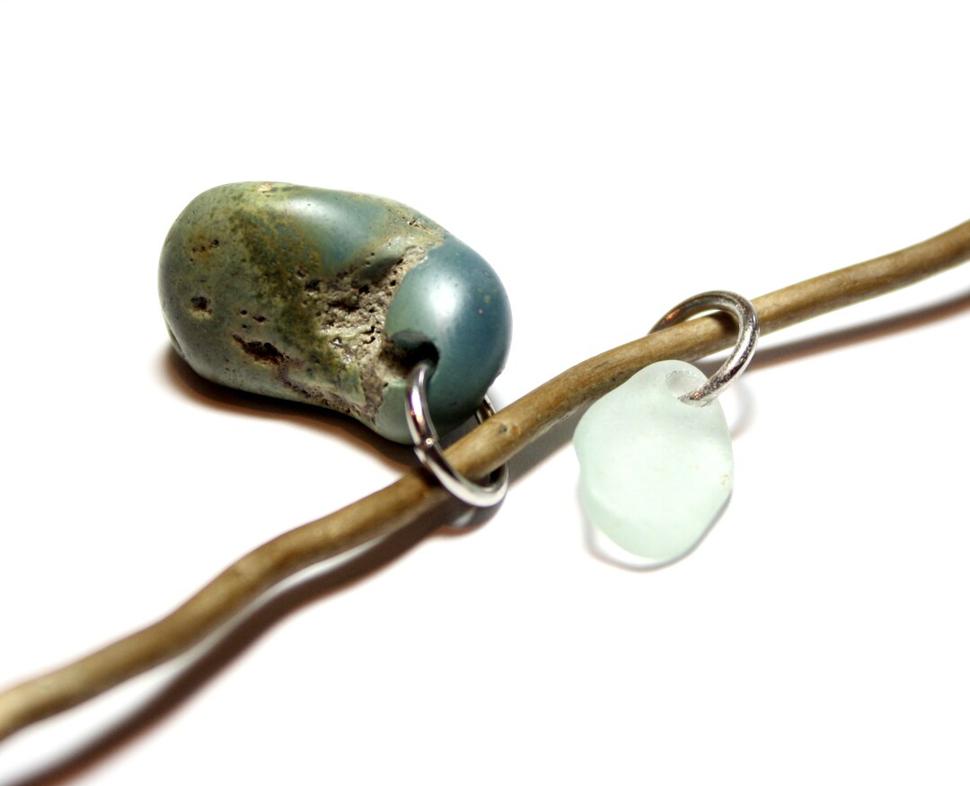 Seafoam Green Pastel Blue Slag Sea Glass Pendant for Jewelry Making ...