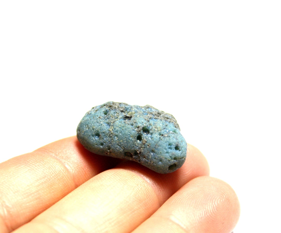 Top Drilled Beach Blue Slag Glass Stone for Jewelry Making, Leland ...