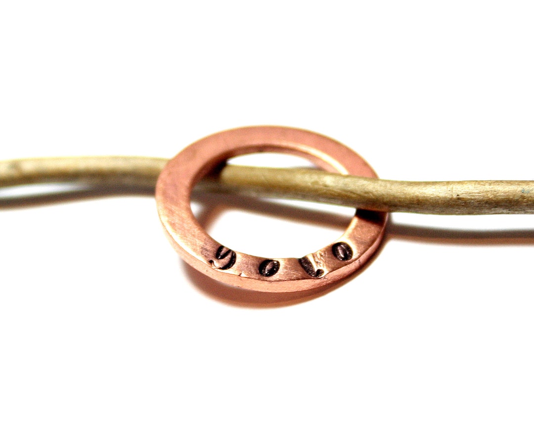 Hand Stamped YOLO Washer Pendant Center Drilled Jewelry Bare Copper ...