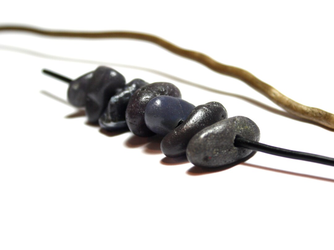 Seven Center Drilled Purple Lilac Sea Slag Glass Nuggets Jewelry ...